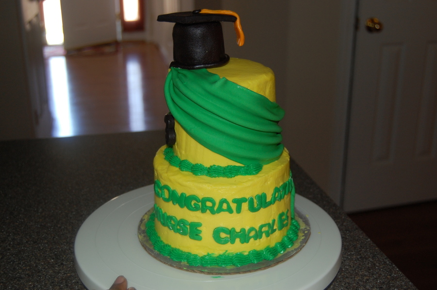 Yellow And Green Graduation - CakeCentral.com