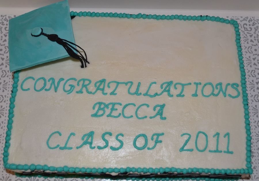 Teal Zebra Graduation Cake - CakeCentral.com