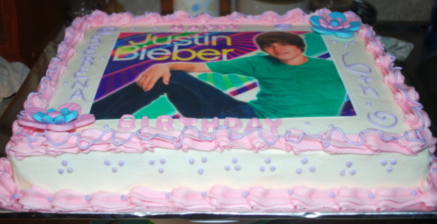 Birthday Cake With Edible Justin Bieber Image - CakeCentral.com