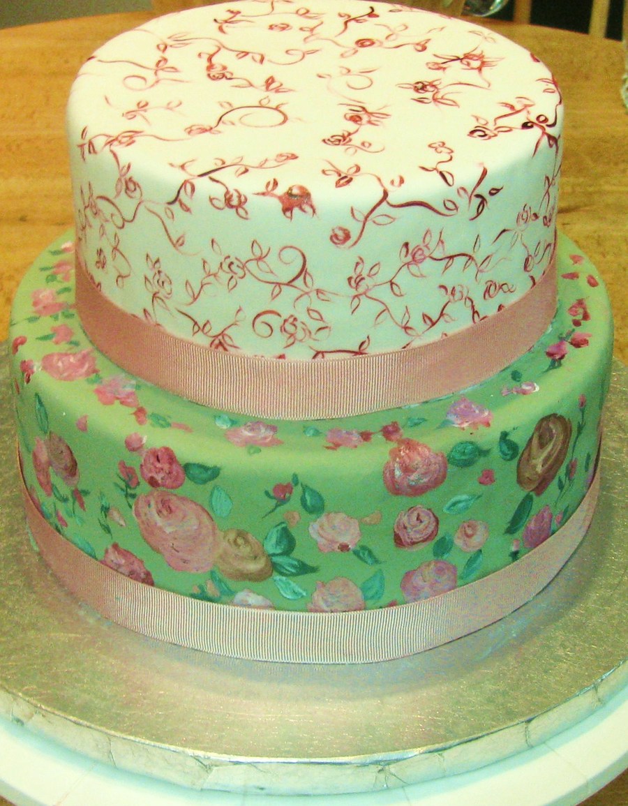 Roses And Toile Cake - CakeCentral.com