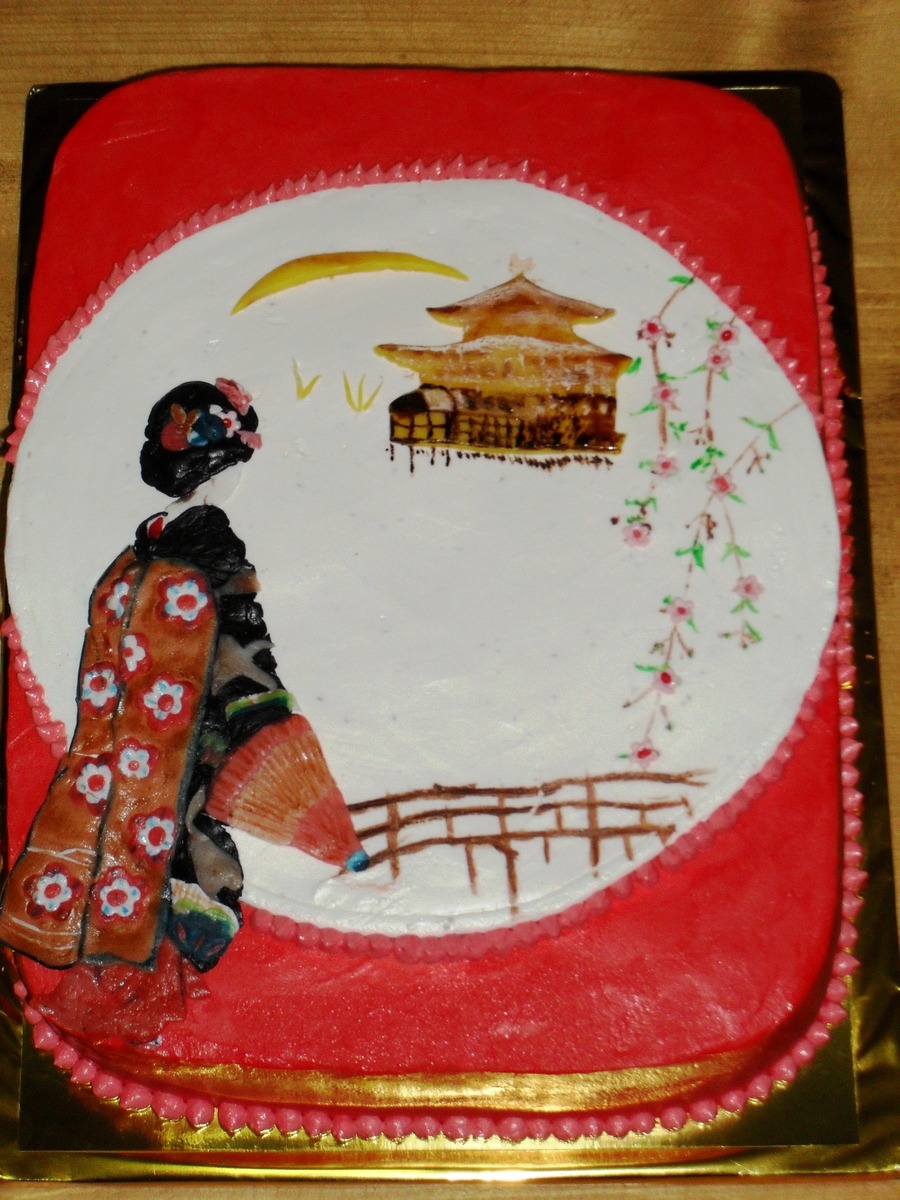 Japanese Lady Crossing Bridge - CakeCentral.com