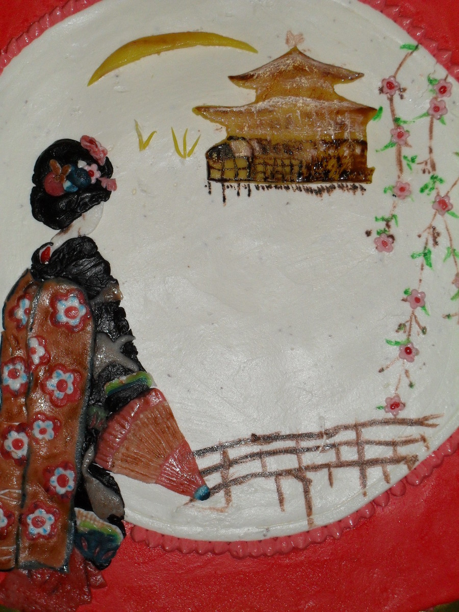 Japanese Lady Crossing Bridge - CakeCentral.com