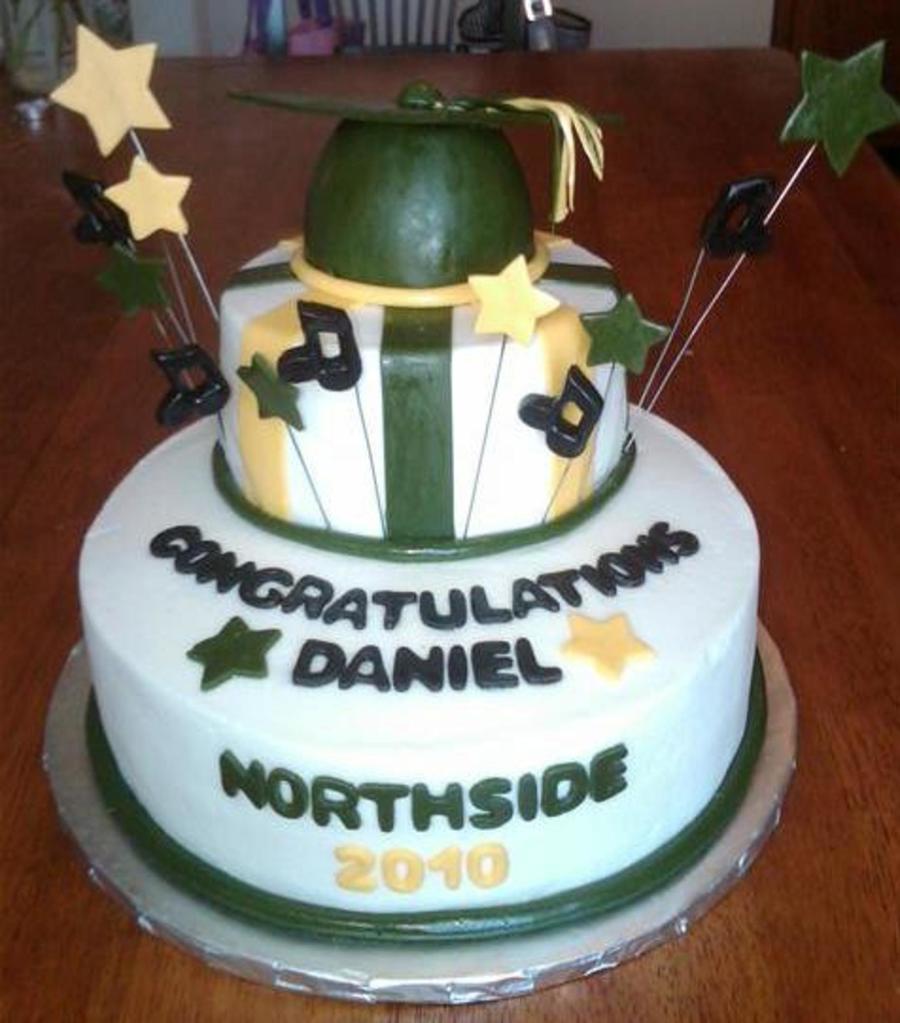 Green And Gold Graduation Cake - CakeCentral.com