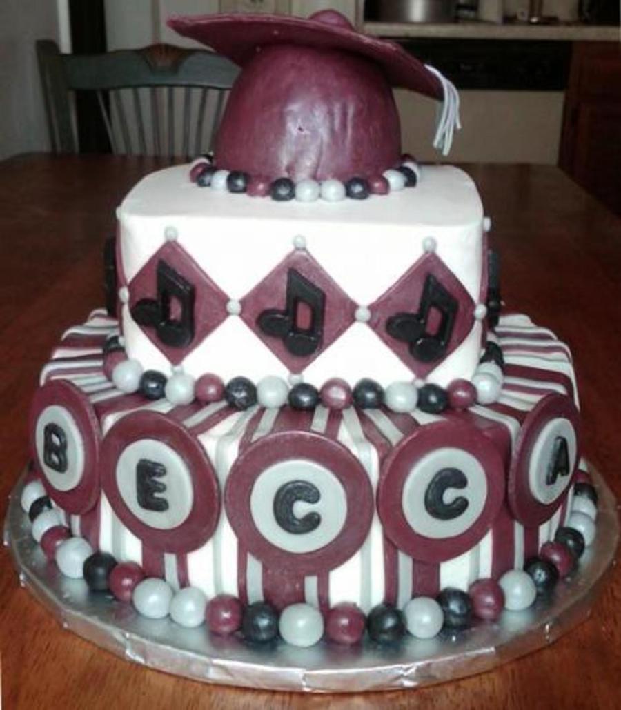 Maroon And Silver Graduation Cake - CakeCentral.com