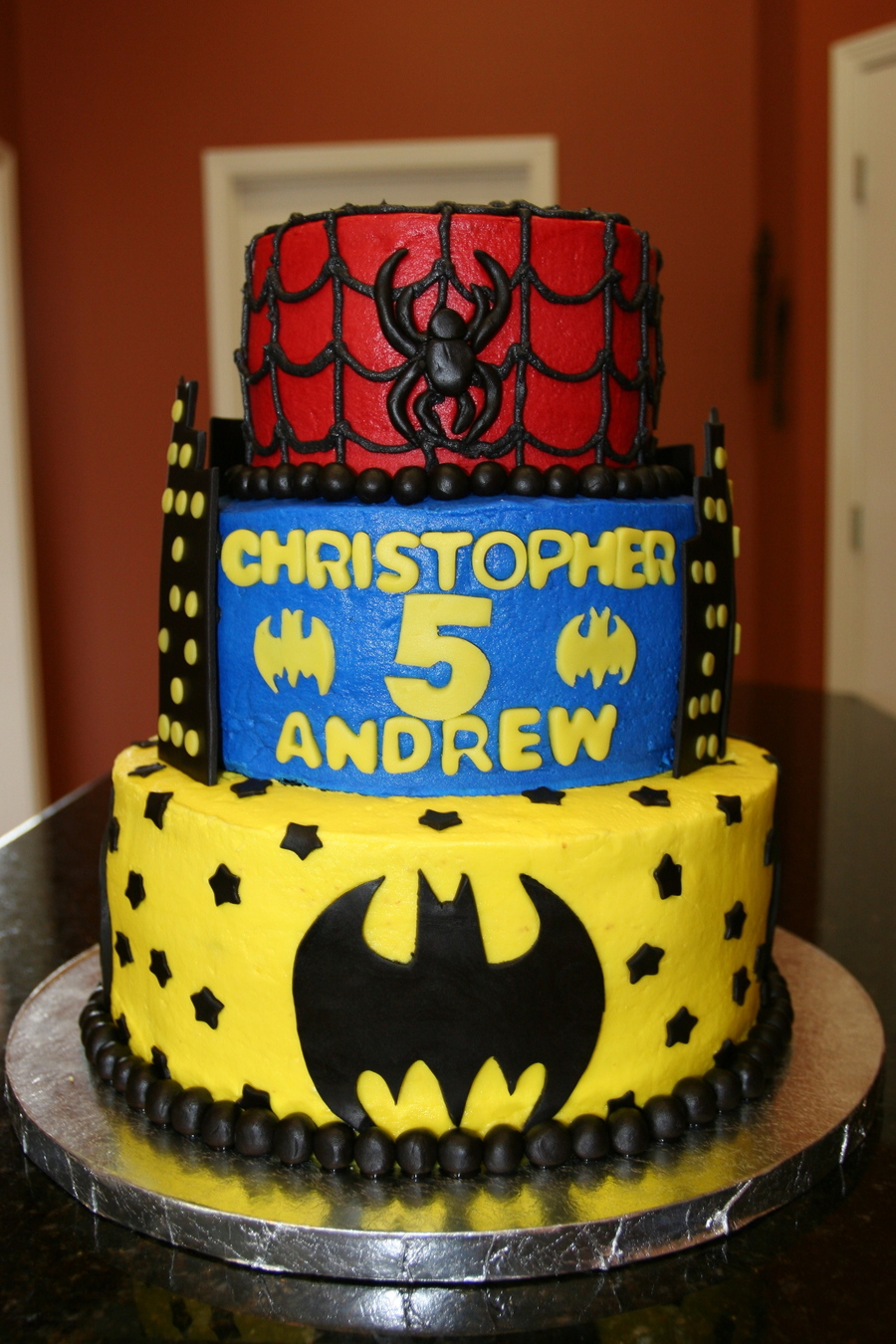 Spiderman/batman Cake - CakeCentral.com