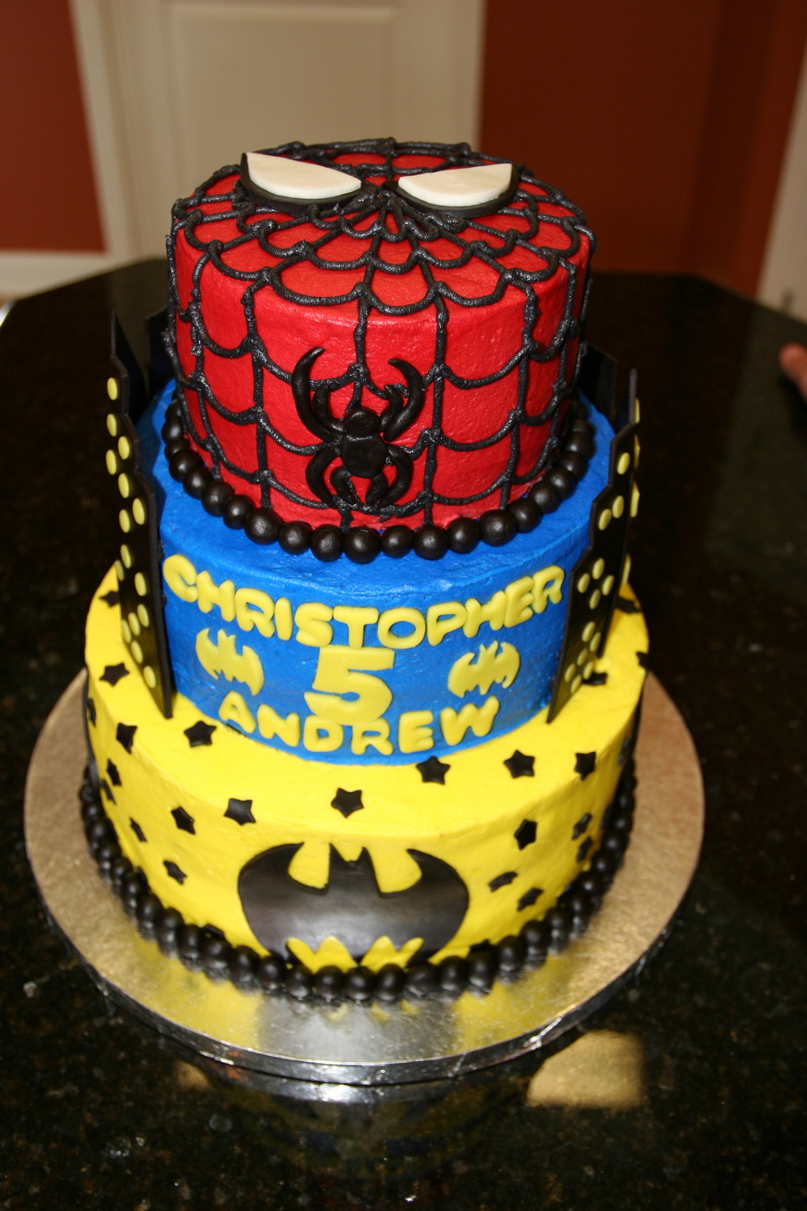 Spiderman/batman Cake - CakeCentral.com