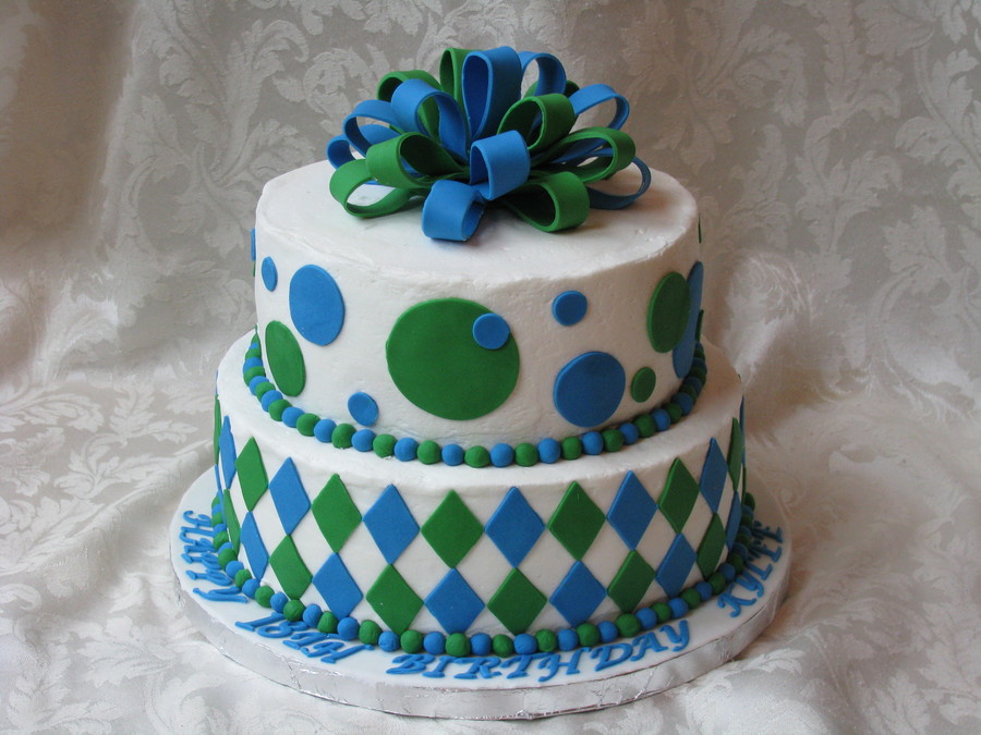 Blue And Green 18Th Birthday Cake - CakeCentral.com