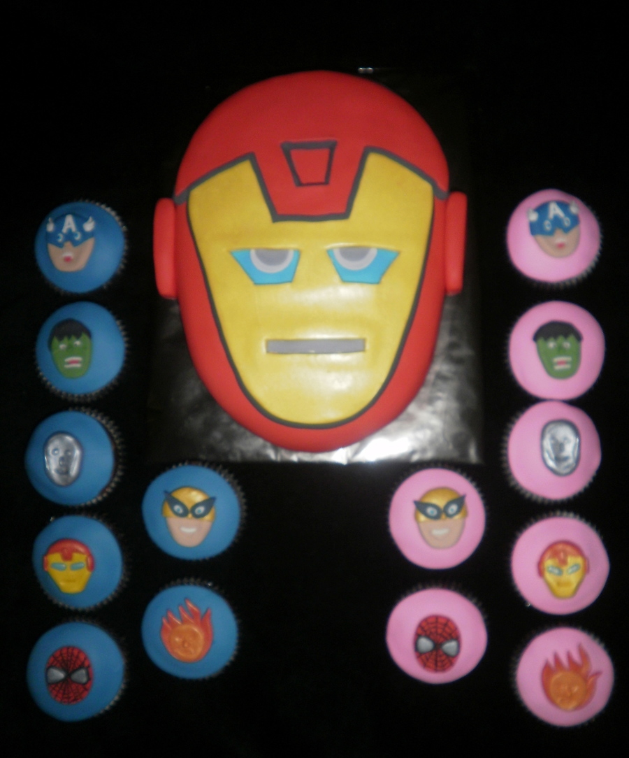 Ironman With Marvel Superhero Cupcakes - CakeCentral.com