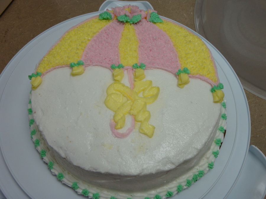 Umbrella Baby Shower Cake - CakeCentral.com