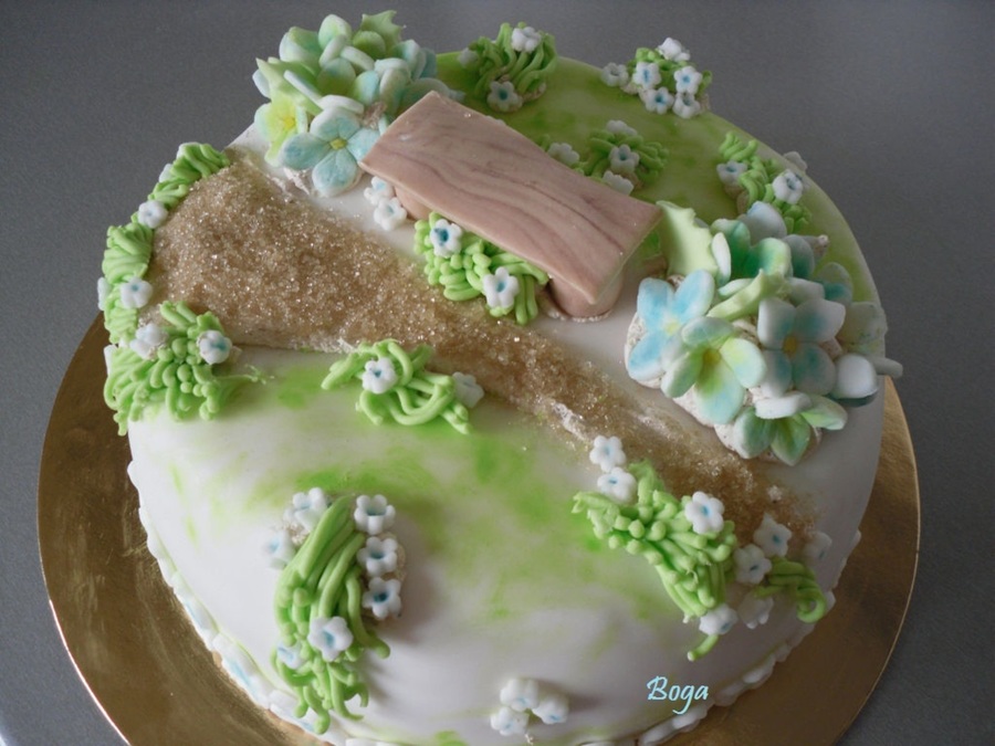 Meadow Path With A Little Bench - CakeCentral.com