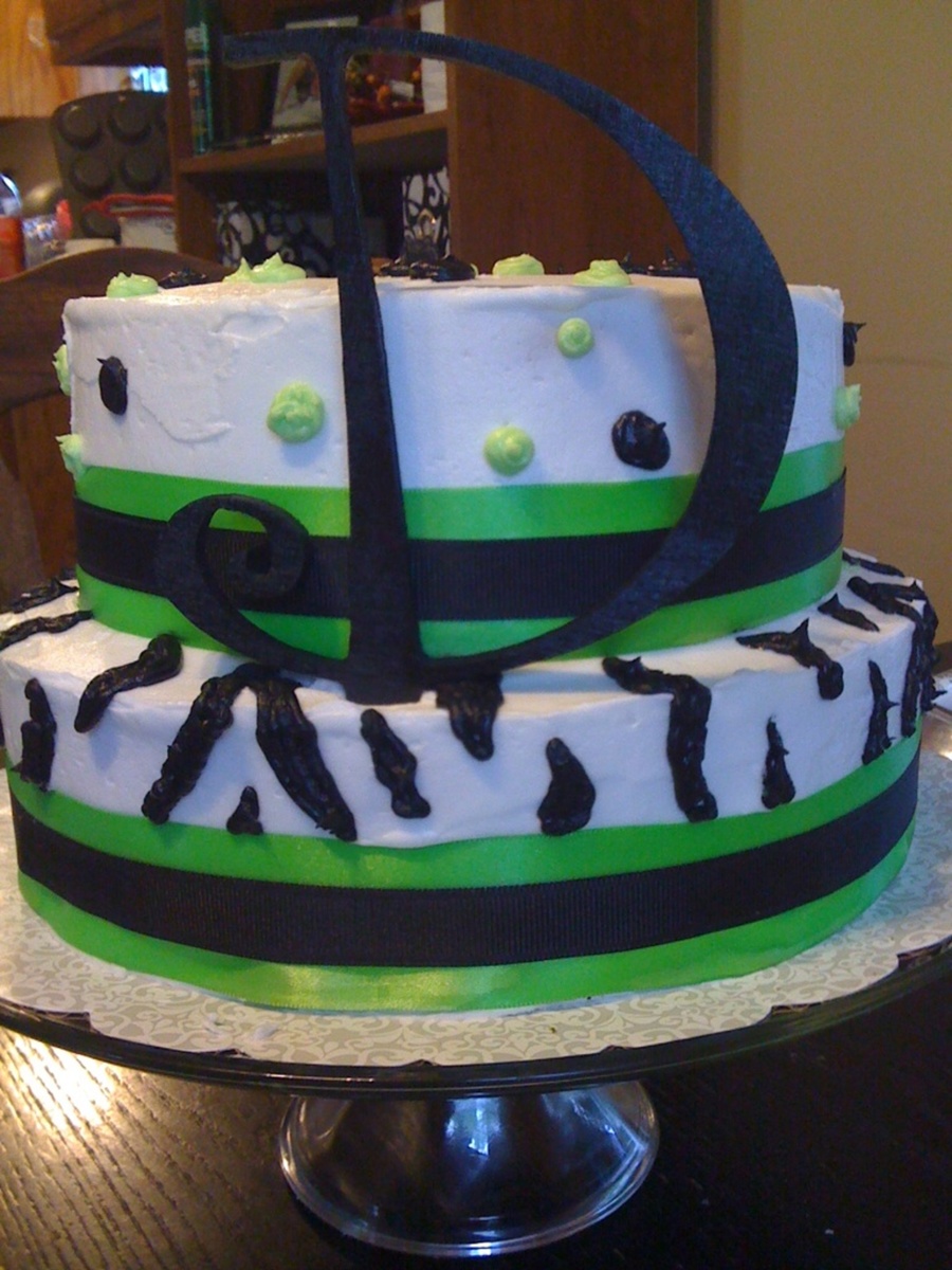 Zebra Initial Cake - CakeCentral.com