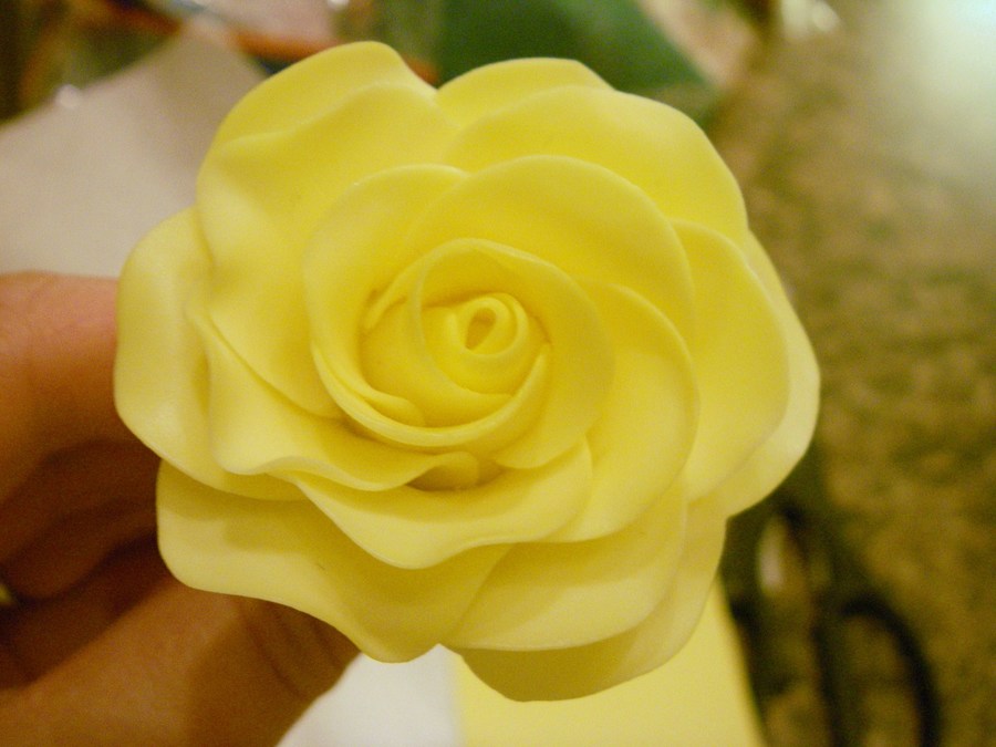 Yellow Gumpaste/choc. Modeling Clay Rose - CakeCentral.com
