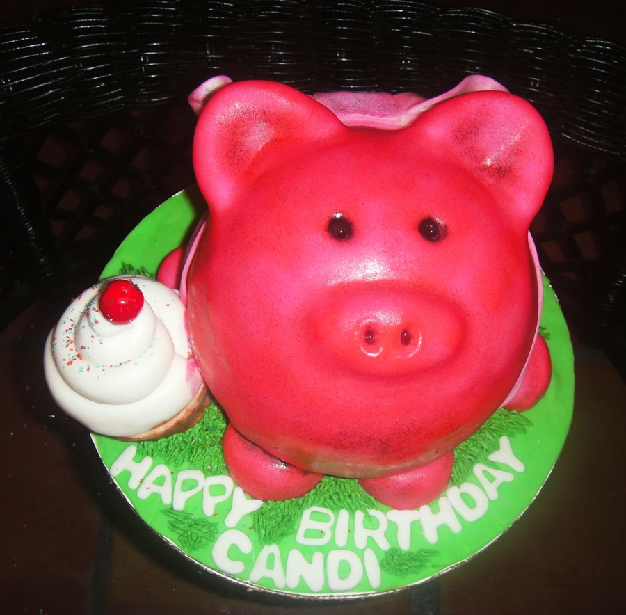 Pink Pig In A Bow - CakeCentral.com