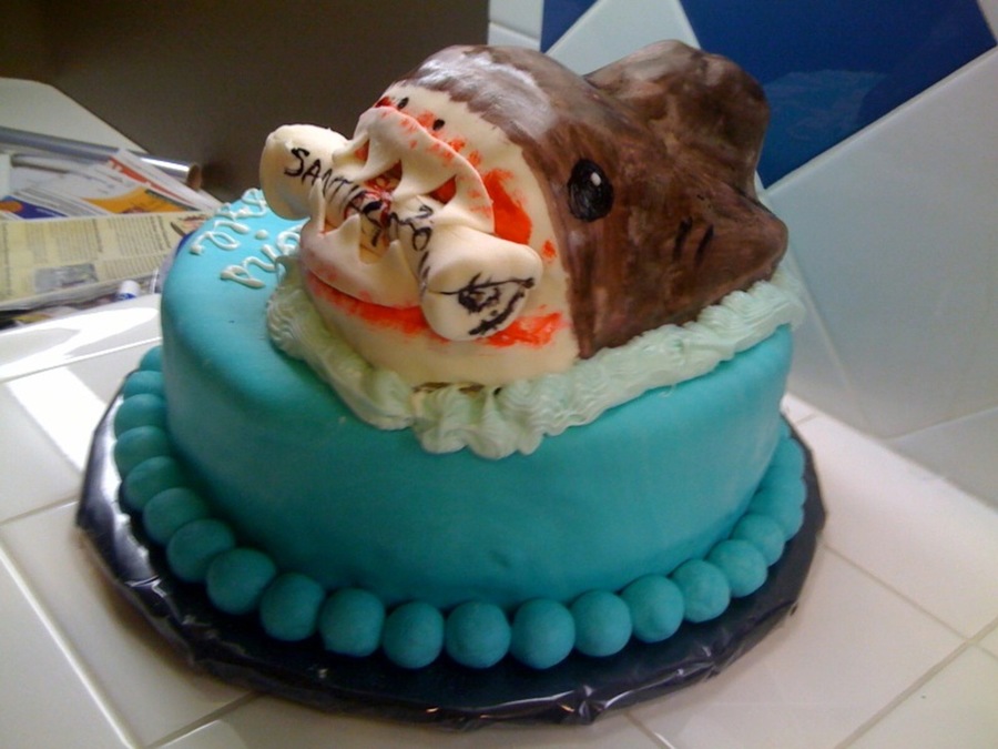 Sharks Mascot Graduation Cake - CakeCentral.com