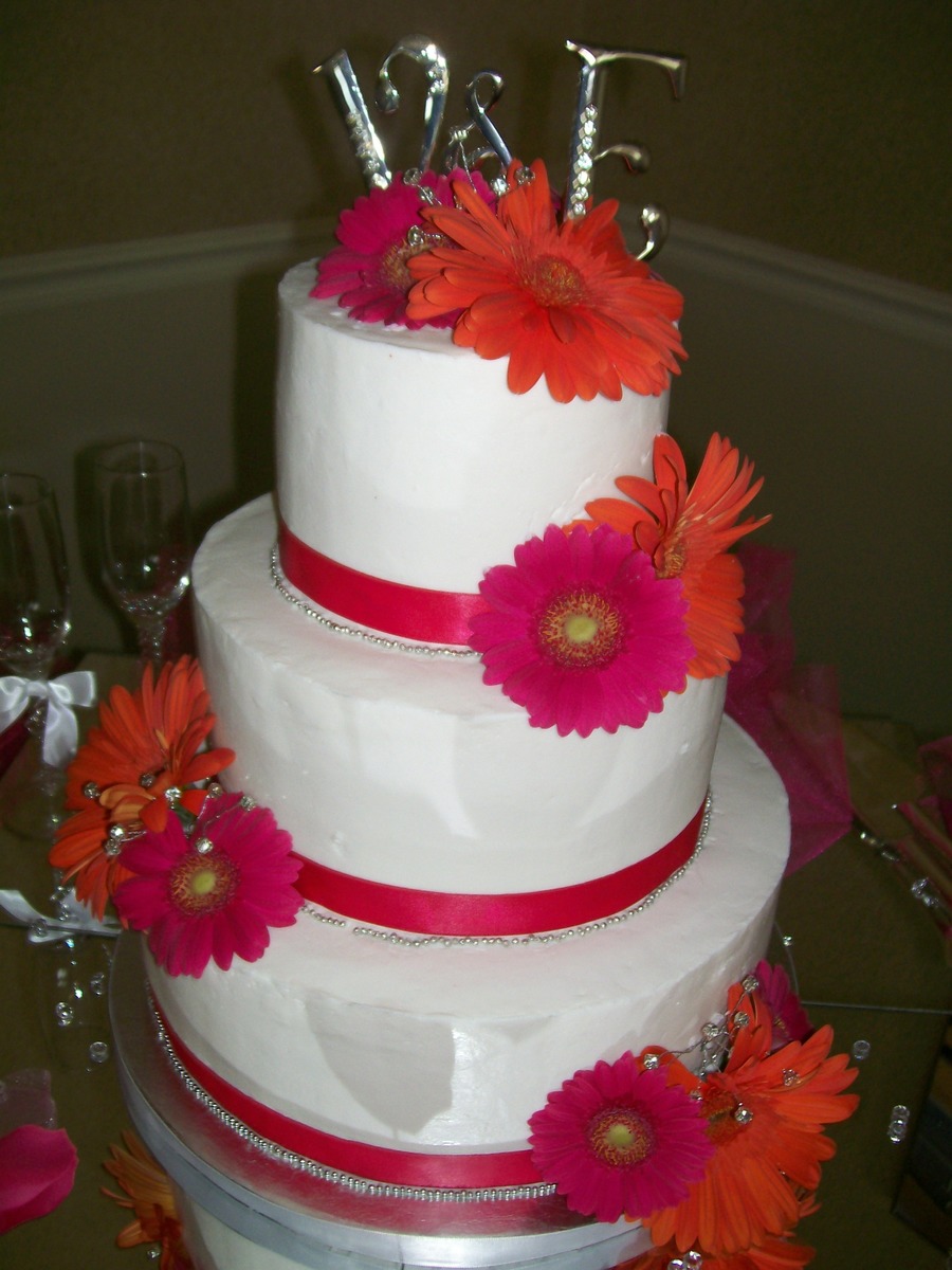 Gerbera Daisy Wedding Cake - CakeCentral.com