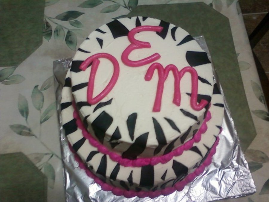 Zebra Stripes With Monogram - CakeCentral.com