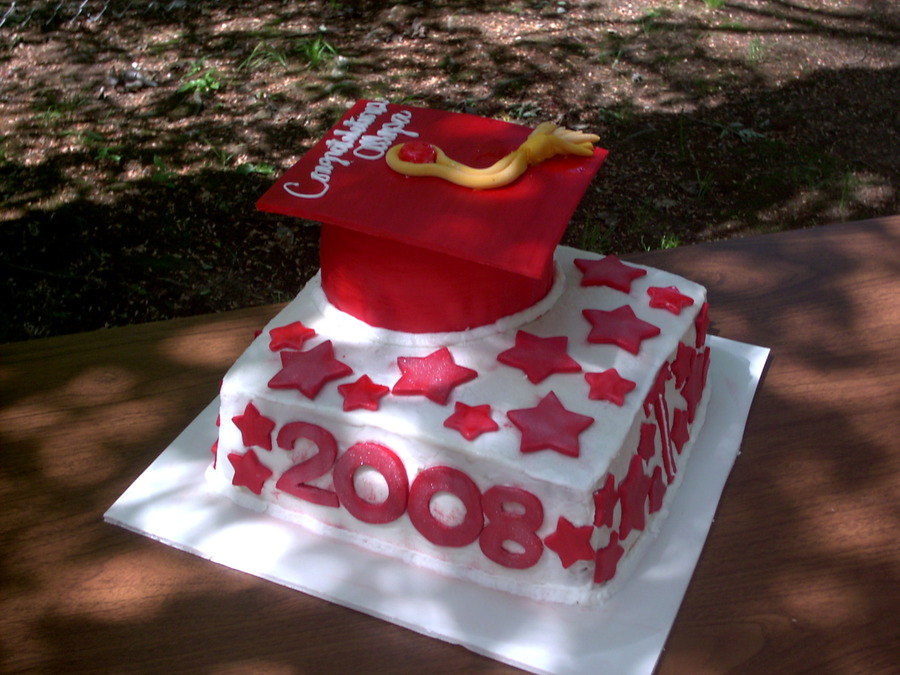 Red And White Graduation Cake - CakeCentral.com