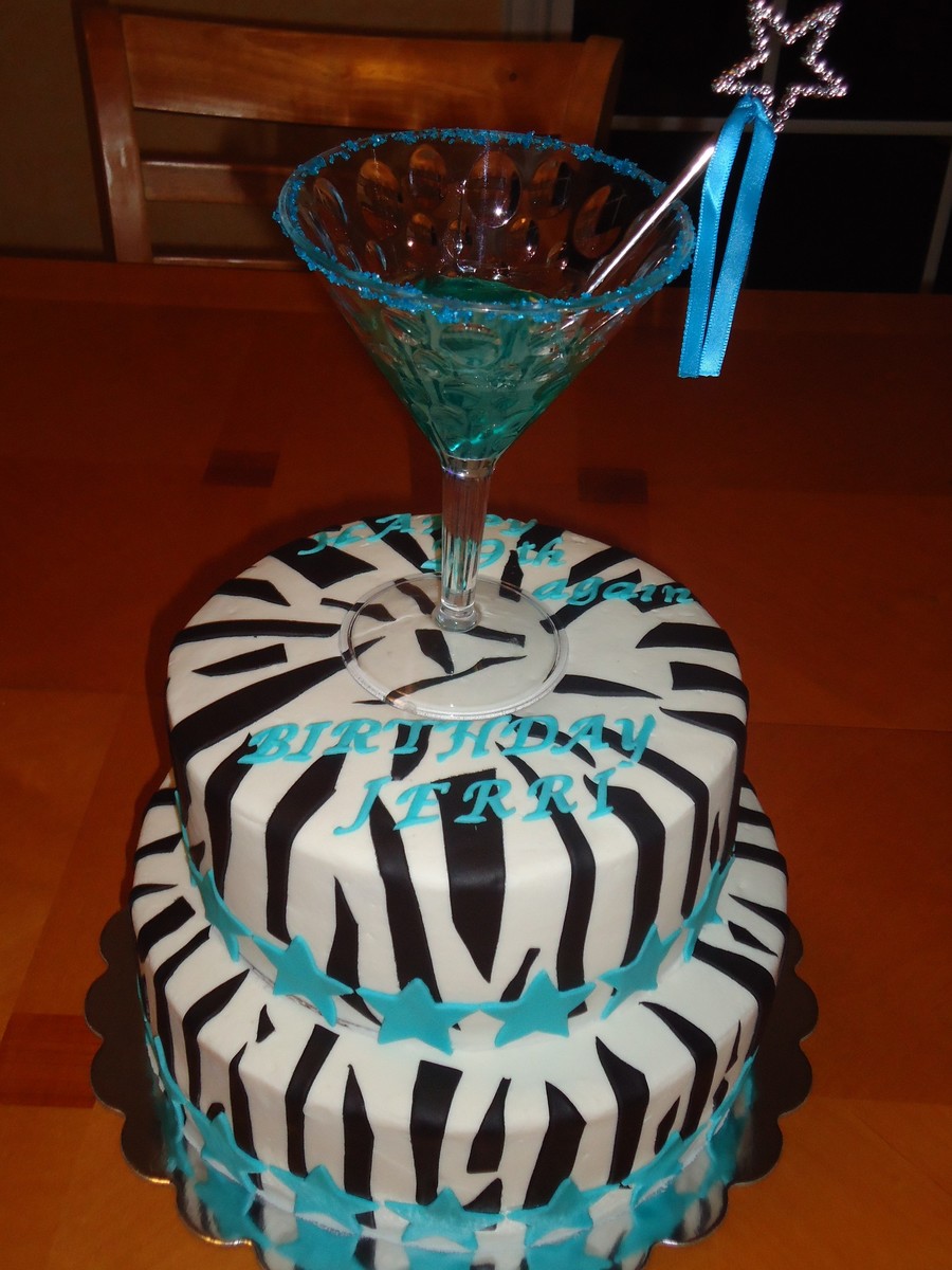 Teal Zebra Martini Cake - CakeCentral.com