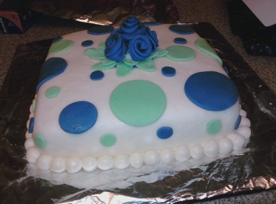 Blue And Greed Polka Dot Cake - CakeCentral.com