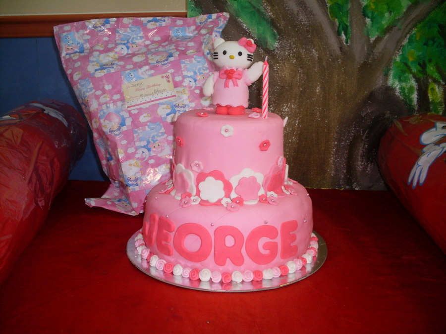 2 Layer Hello Kitty Fondant Cake - CakeCentral.com