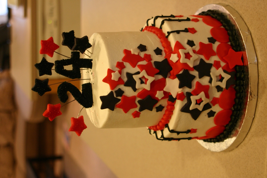 Red And Black Stars Birthday Cake - CakeCentral.com
