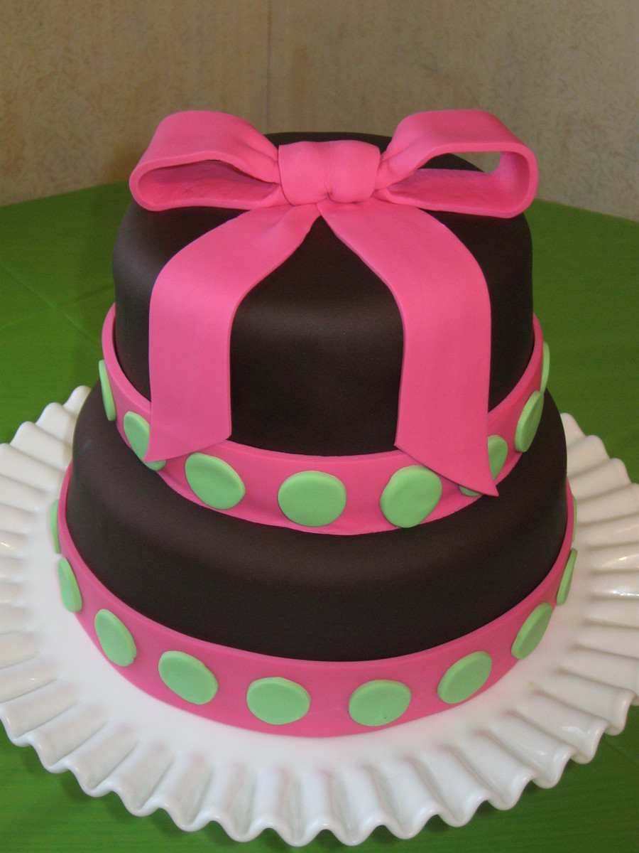 Pink Bow Cake - CakeCentral.com