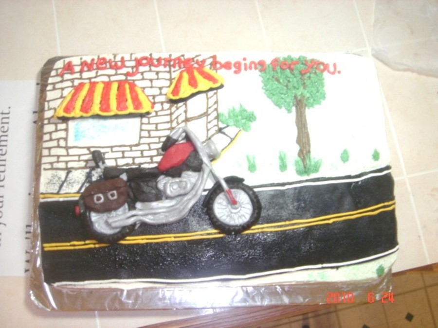 Motorcycle Retirement Cake - CakeCentral.com