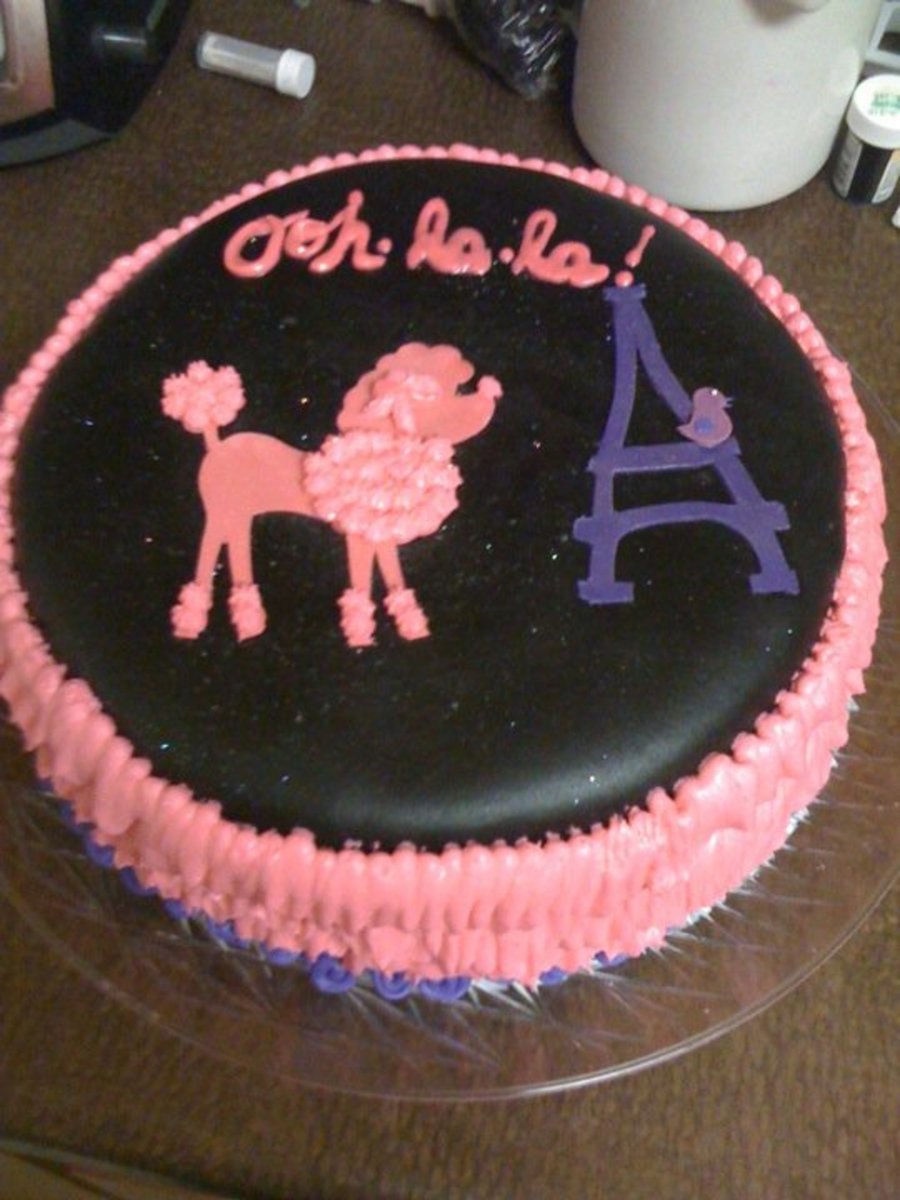Pink And Black Poodle Cake - CakeCentral.com
