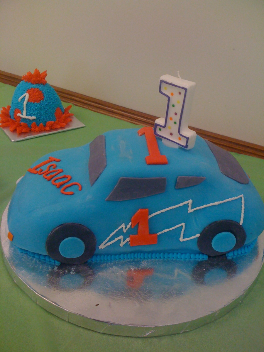 Race Car Cake And Birthday Hat Smash Cake - CakeCentral.com
