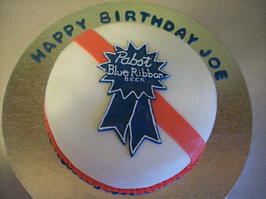 Pabst Blue Ribbon Beer Logo Cake - CakeCentral.com
