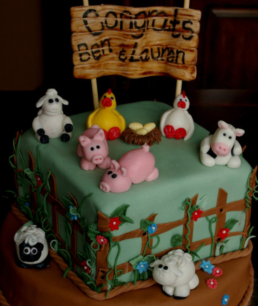 Barnyard Animal Baby Shower Cake - CakeCentral.com