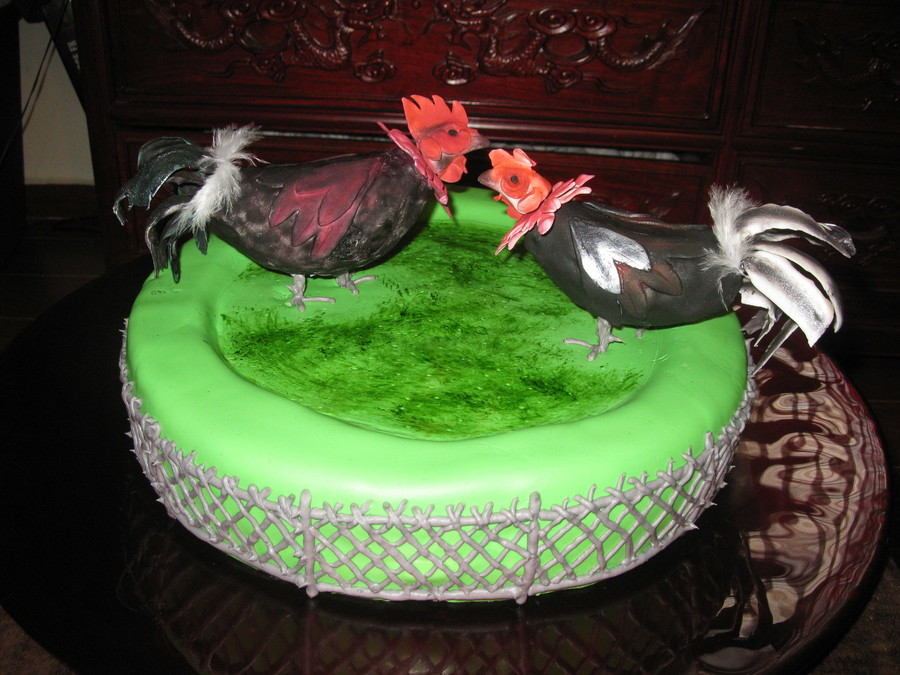 Fighting Roosters - CakeCentral.com