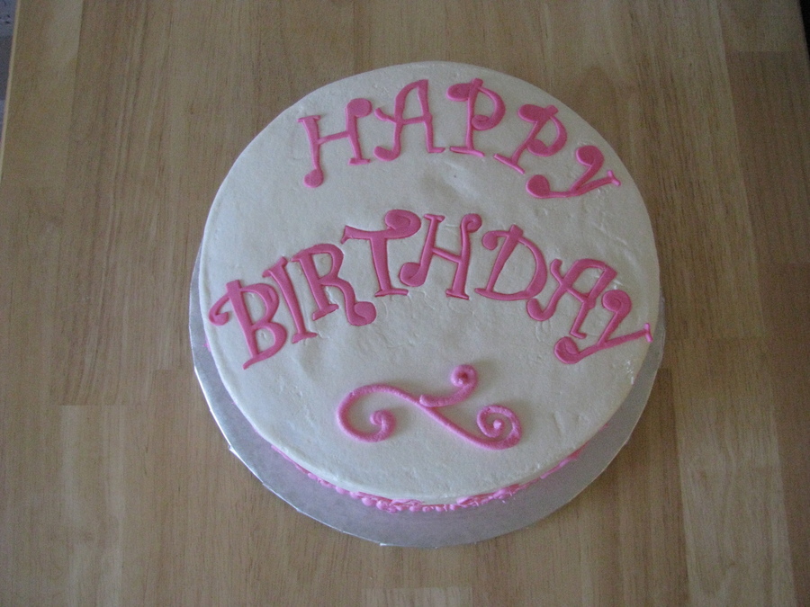 Pink Scroll Birthday Cake - CakeCentral.com