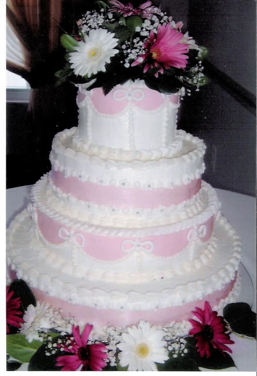Pink & White Wedding Cake - CakeCentral.com