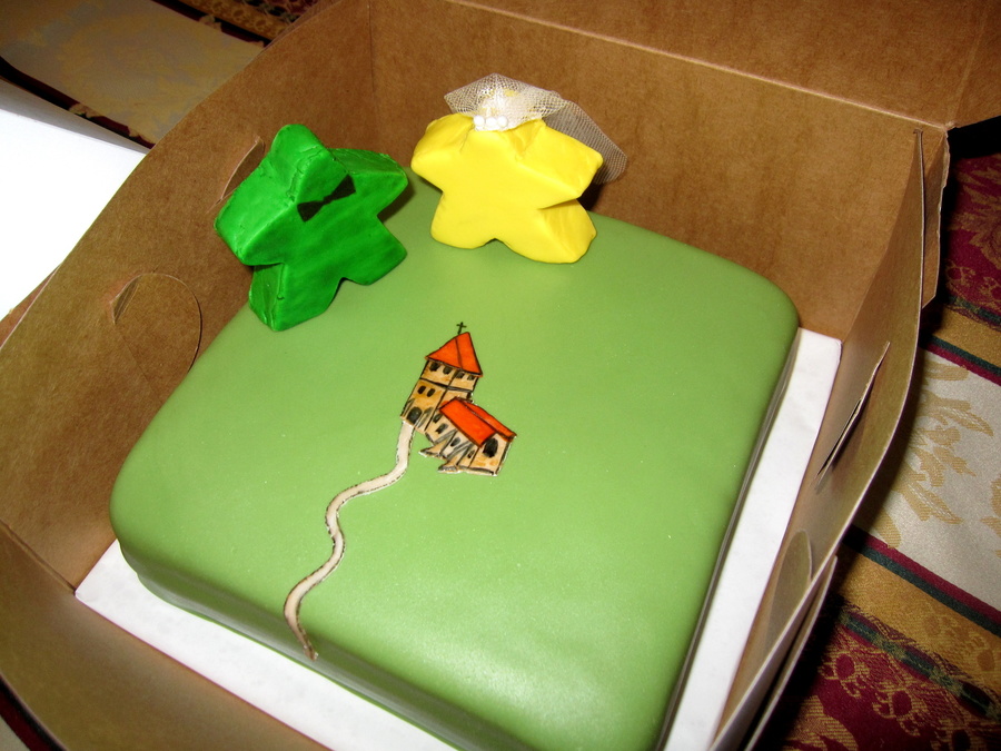 Carcassone Meeple Cake - CakeCentral.com