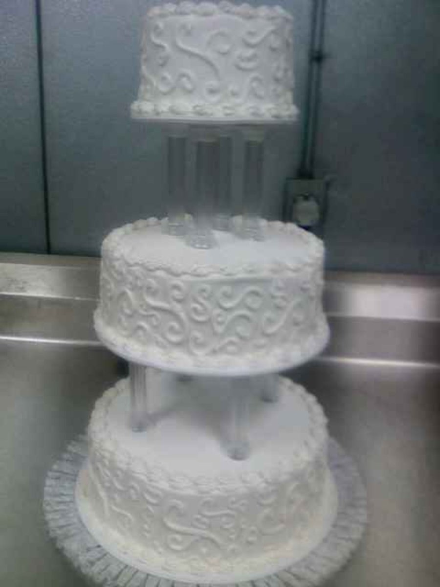 3 Tier White Wedding Cake - CakeCentral.com