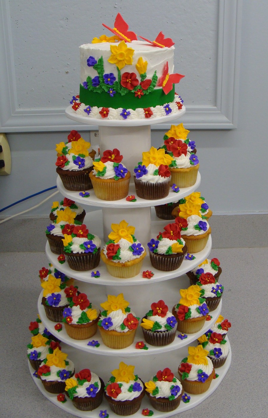 Flower Garden Birthday Cake Tower - CakeCentral.com