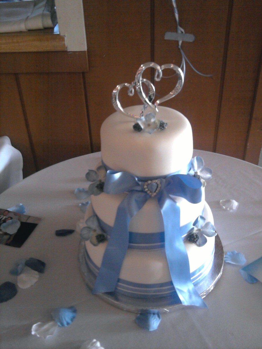 Cornflower Blue Wedding Cake - CakeCentral.com