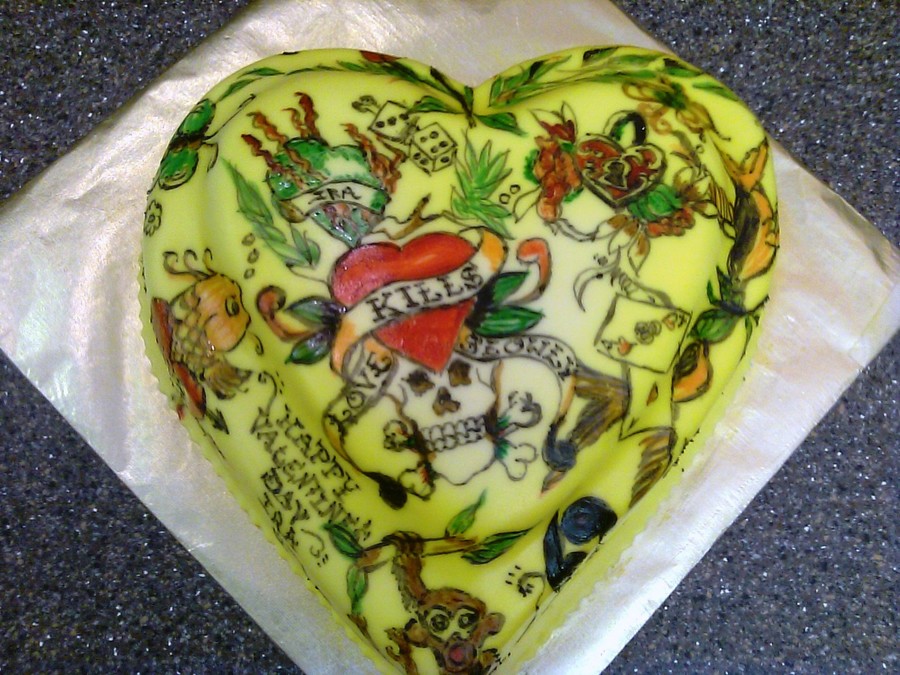 Ed Hardy Inspired Valentine's Day Cake - CakeCentral.com