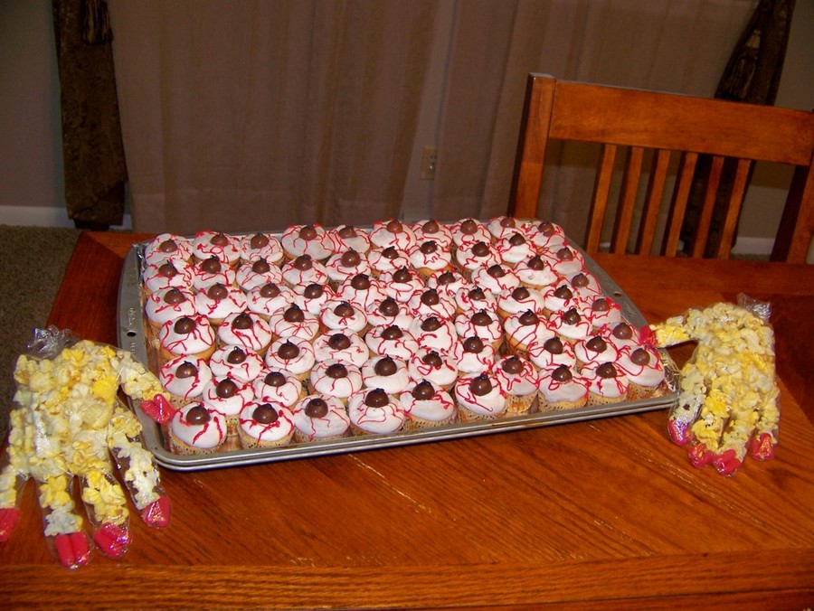 Eyeball Cupcakes With Witches Hands - CakeCentral.com
