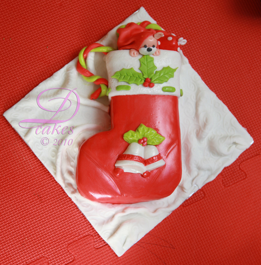 Stocking Christmas Santa Fondant Cake #2 - CakeCentral.com