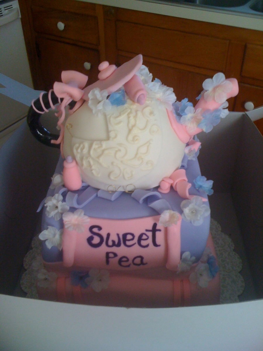Sweet Pea Baby Shower Tea Party Cake - CakeCentral.com