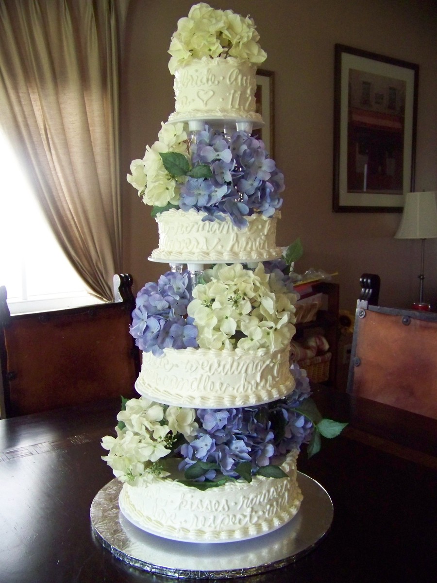Classic Hydrangeas Wedding Cake - CakeCentral.com