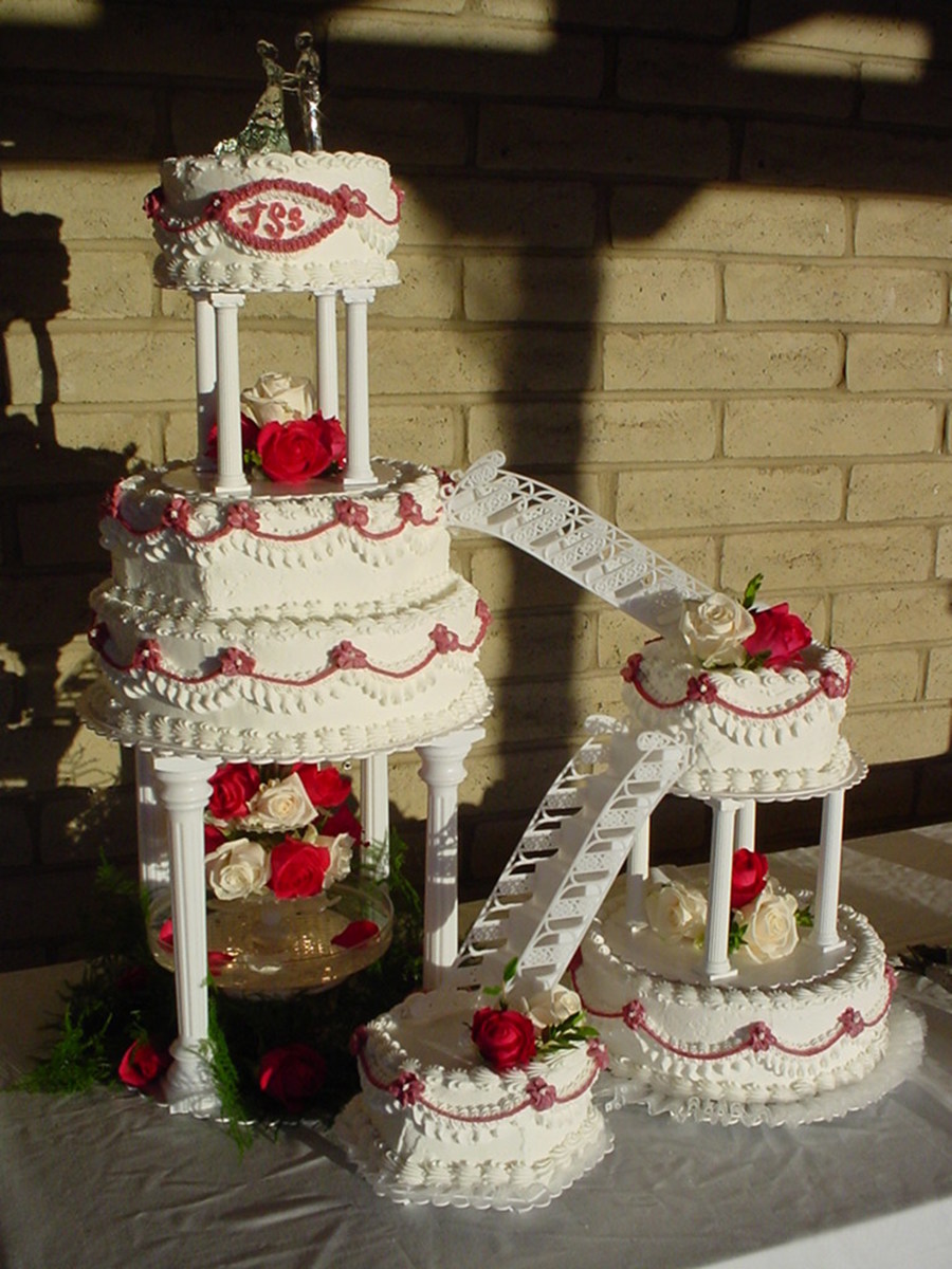 Momogram Stair Wedding Cake - CakeCentral.com