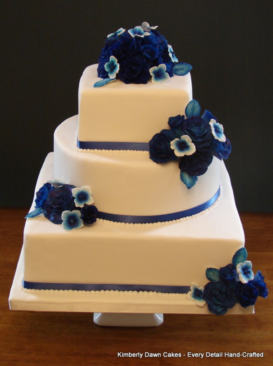 Blue Rose Wedding Cake - CakeCentral.com