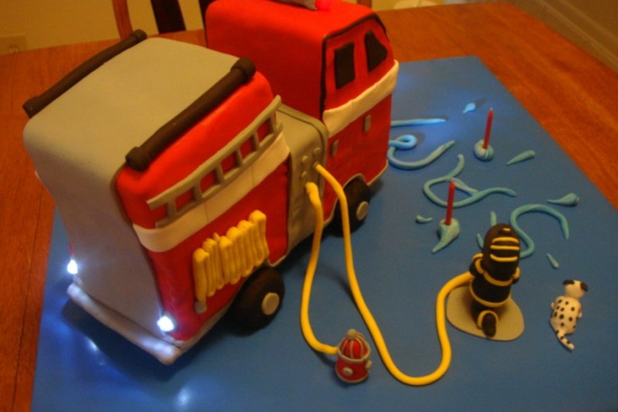 Firetruck Cake With Working Lights - CakeCentral.com