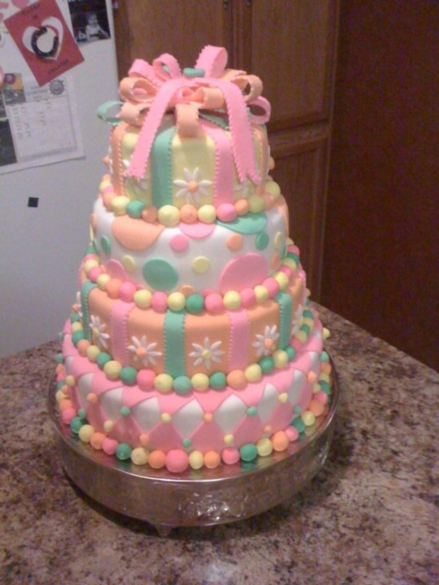 4 Tier Multi Color Cake - CakeCentral.com