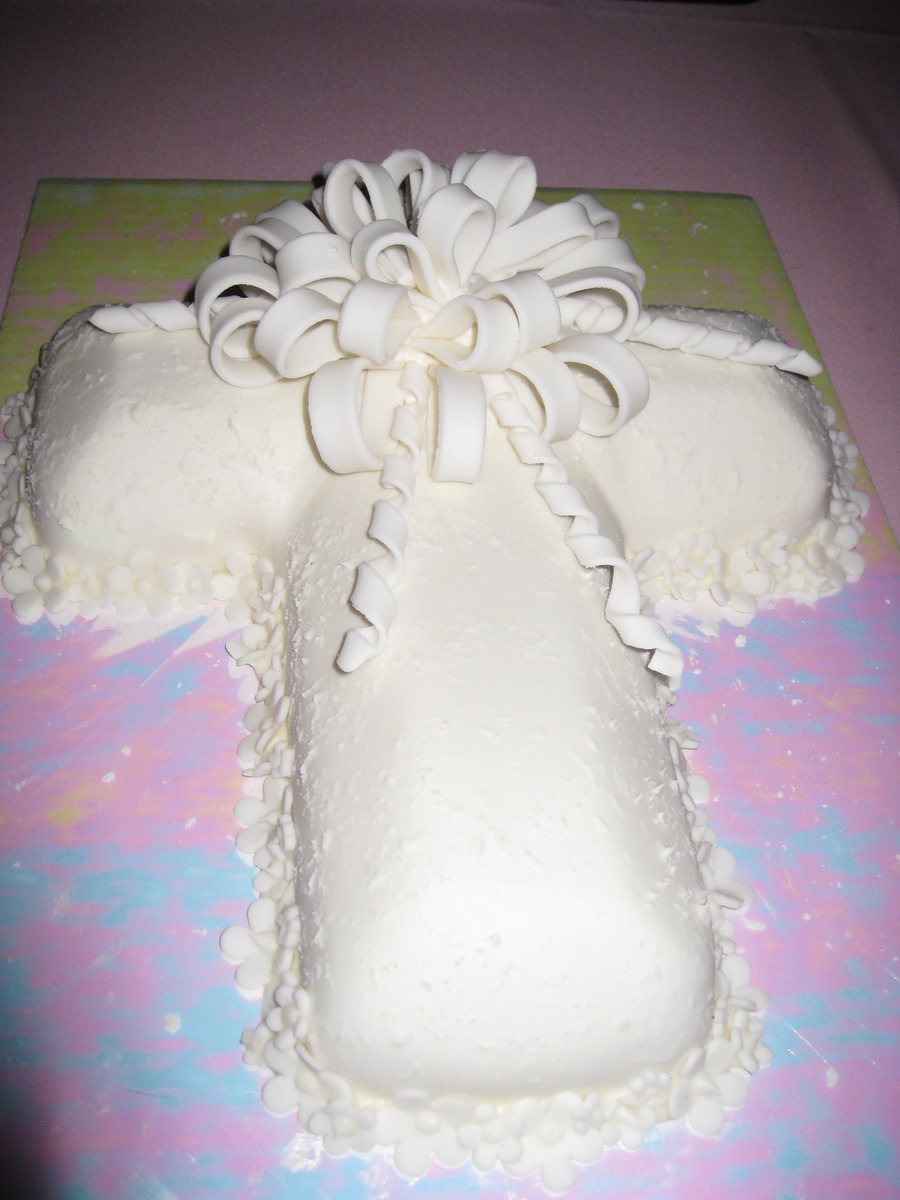 Cross With Fondant Bow - CakeCentral.com