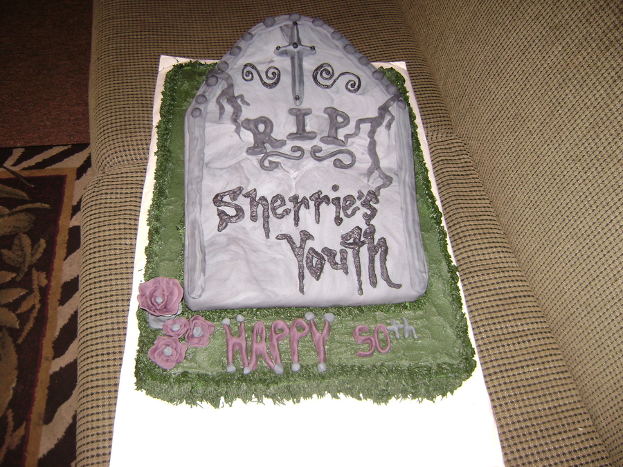 Over The Hill Tombstone Cake - CakeCentral.com