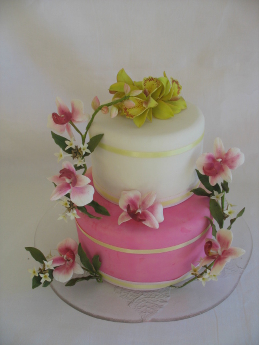 Gumpaste Pink Moth Orchids And Cymbidiums - CakeCentral.com